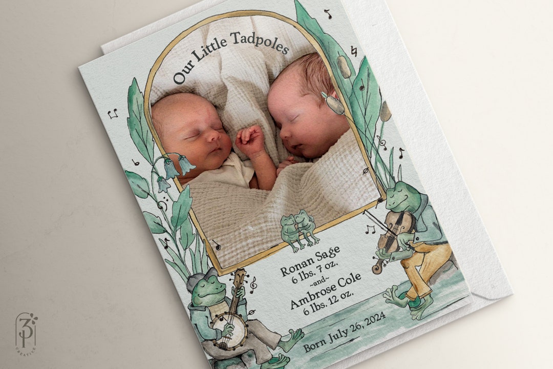 Our Little Tadpoles Birth Announcement Card | Custom Designed Birth ...