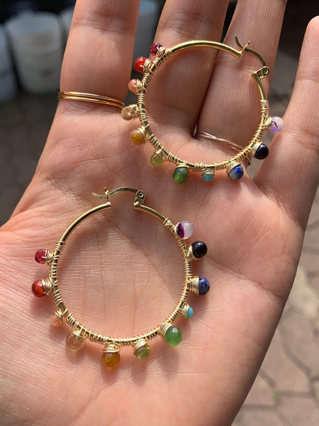 Arracadas Jäti Multicolor Rainbow Mexican Jewelry / Hoop Earrings ...