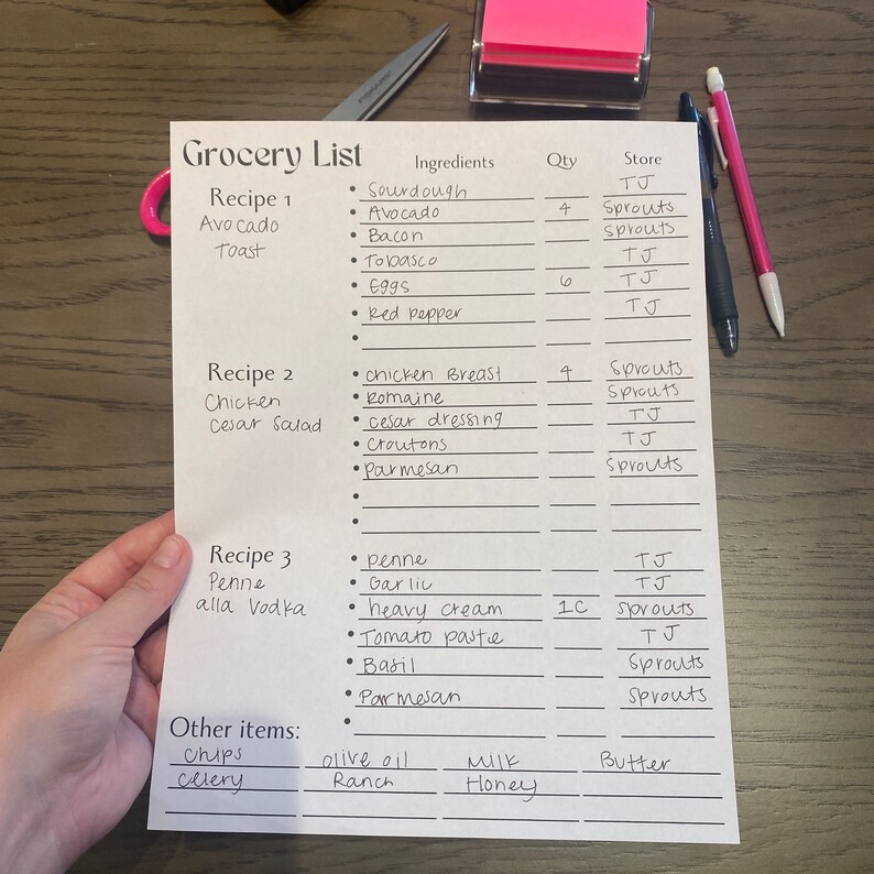 Printable Grocery Shopping List Templates 4 Styles - Etsy