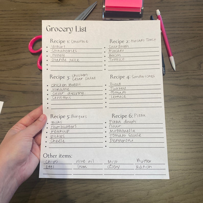 Printable Grocery Shopping List Templates 4 Styles - Etsy