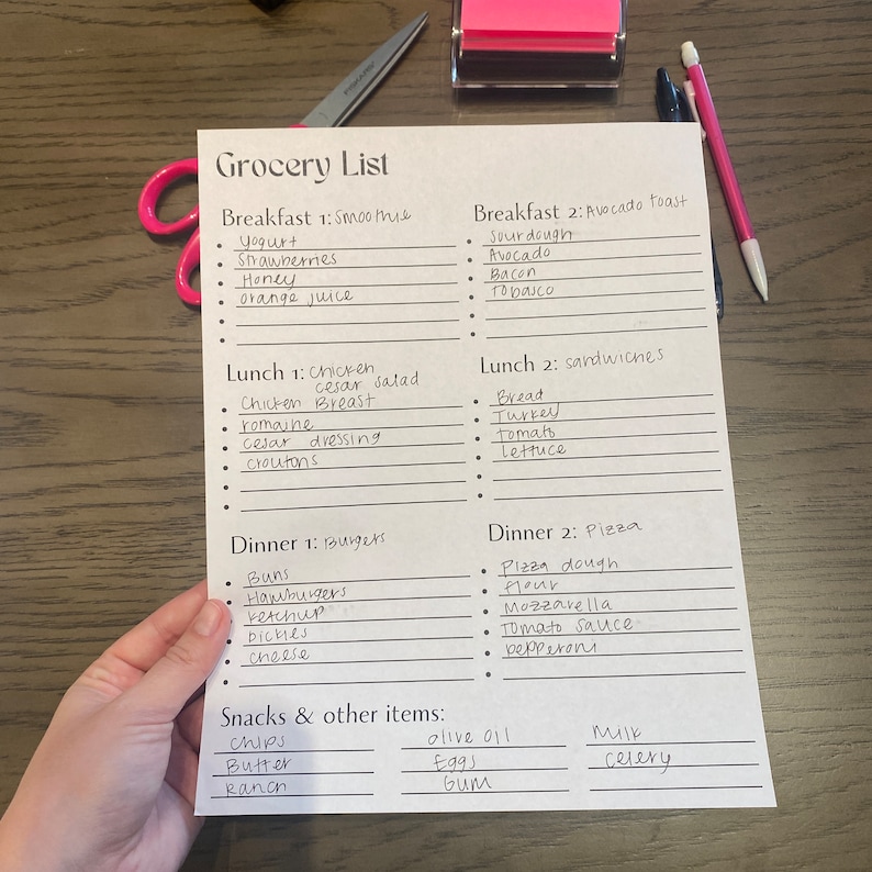 Printable Grocery Shopping List Templates 4 Styles - Etsy