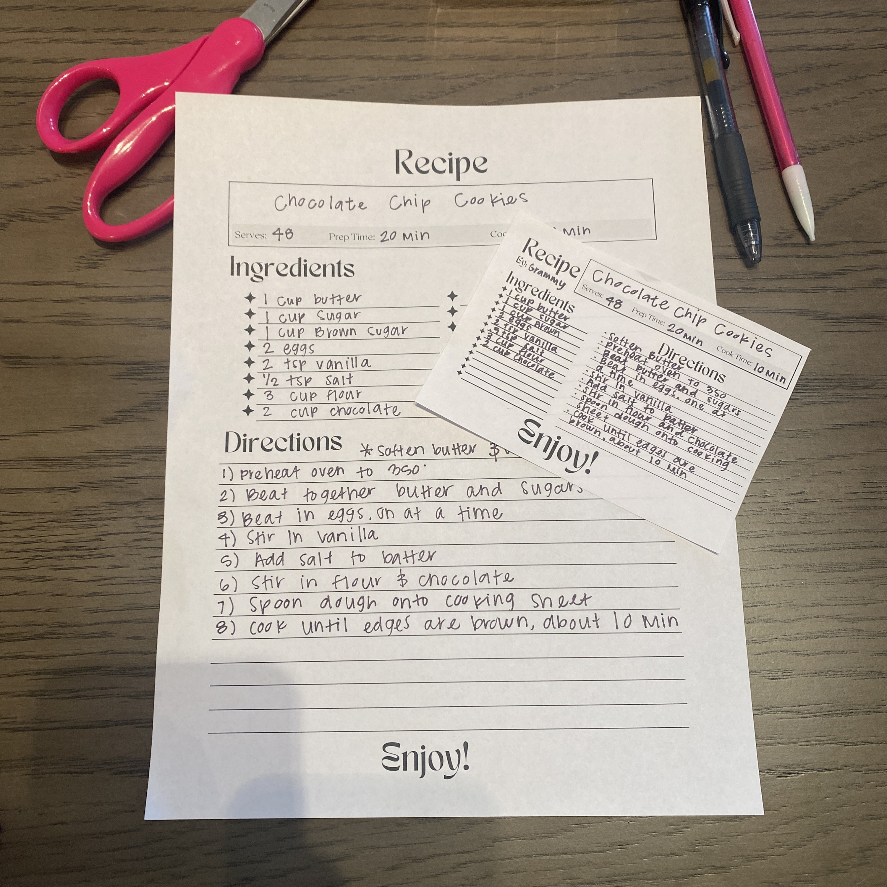 Printable Recipe Template 2 Styles - Etsy