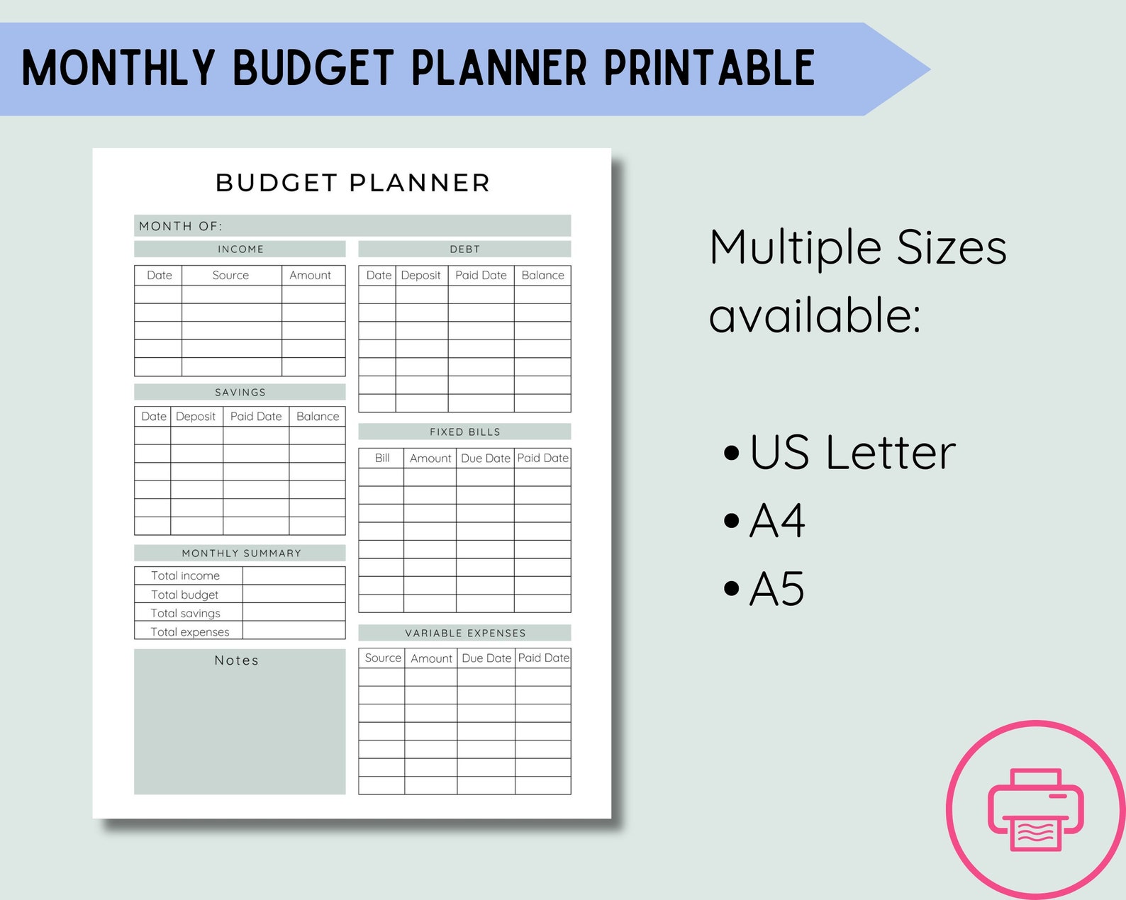 Monthly Paycheck Budget Tracker and Planner - Etsy