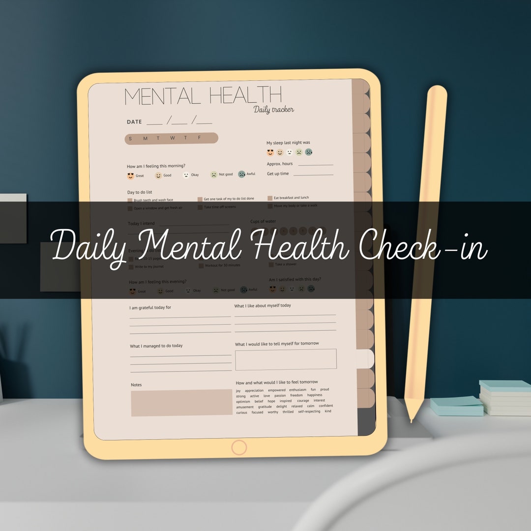 Daily Mental Health Check-in Template Digital Planner Goodnotes Planner ...