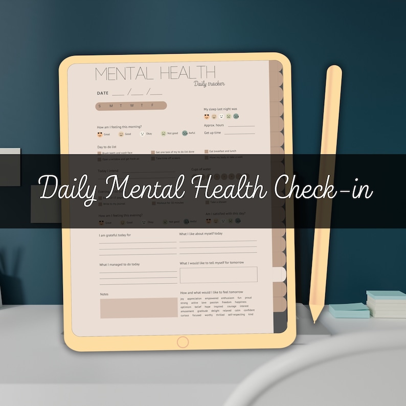 Daily Mental Health Check-in Template Digital Planner Goodnotes Planner ...