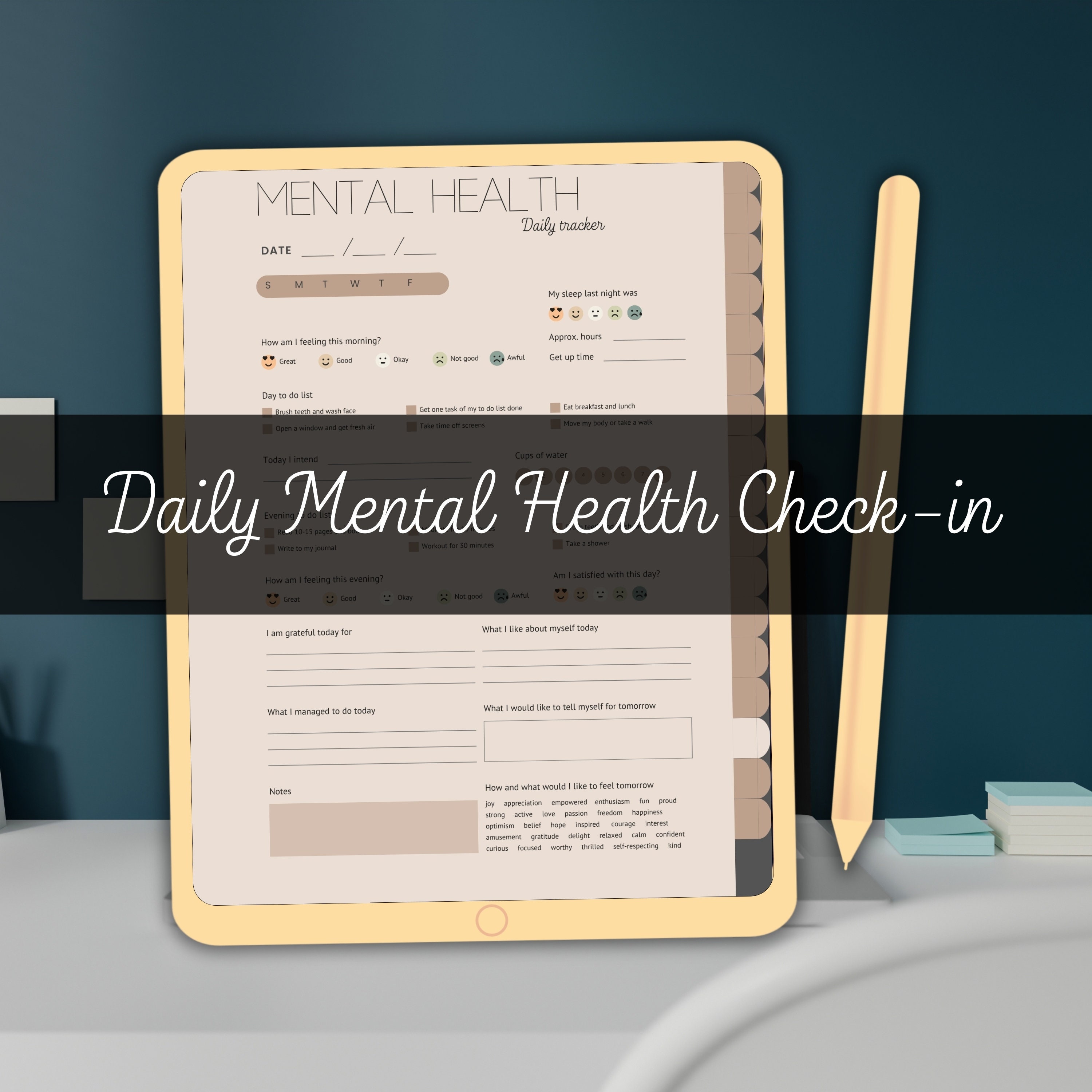 Daily Mental Health Check-in Template Digital Planner Goodnotes Planner ...