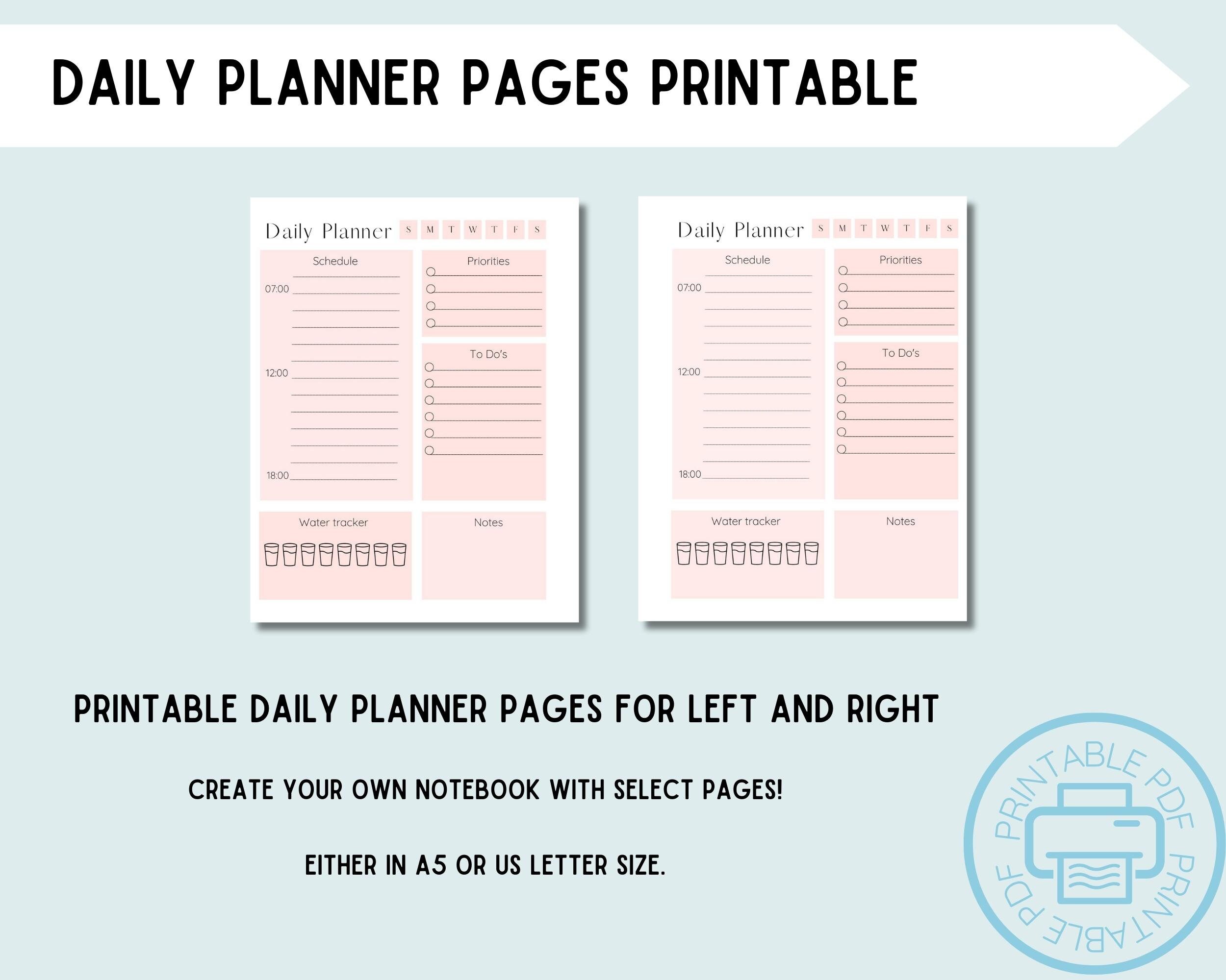Daily Planner Printable PDF Page Notebook Planner - Etsy