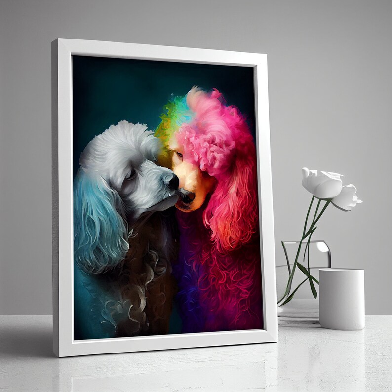 Poodle Hug Digital Art Watercolor Monet Inspired - Etsy