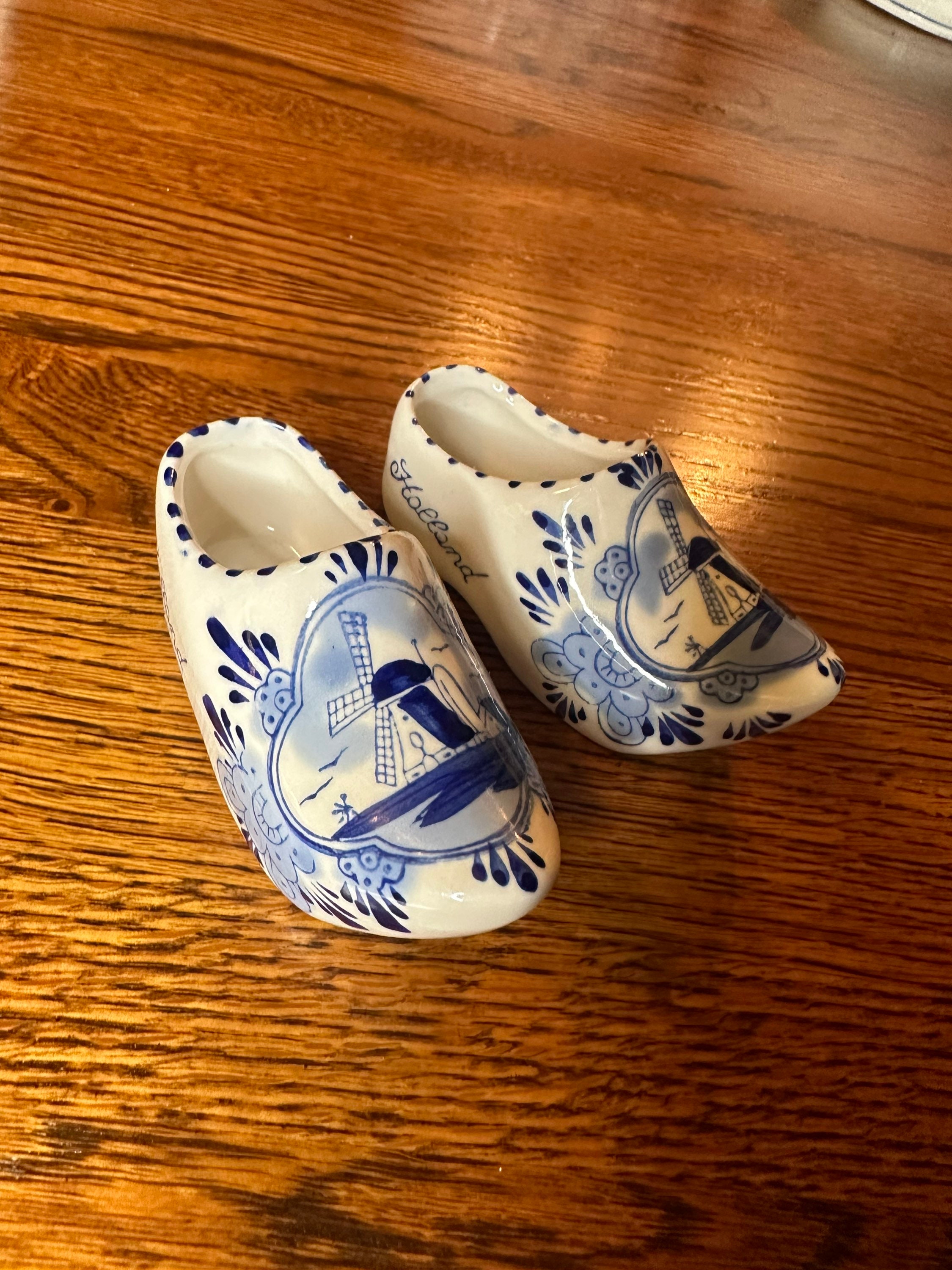 Vintage Delft Blue Holland China Clogs - Pair - Etsy Australia