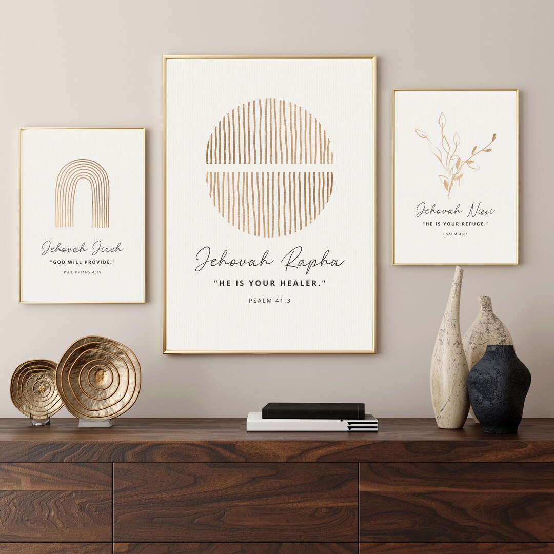 Jehovah Wall Art Bundle, Gallery Wall Art Set, Beige Printable Art ...