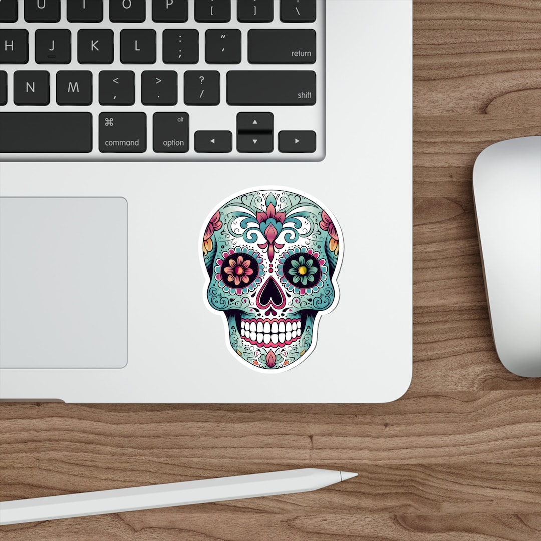 Mexican Sugar Skull Die Cut Sticker #1, Tattoo Stickers, Skull Stickers ...