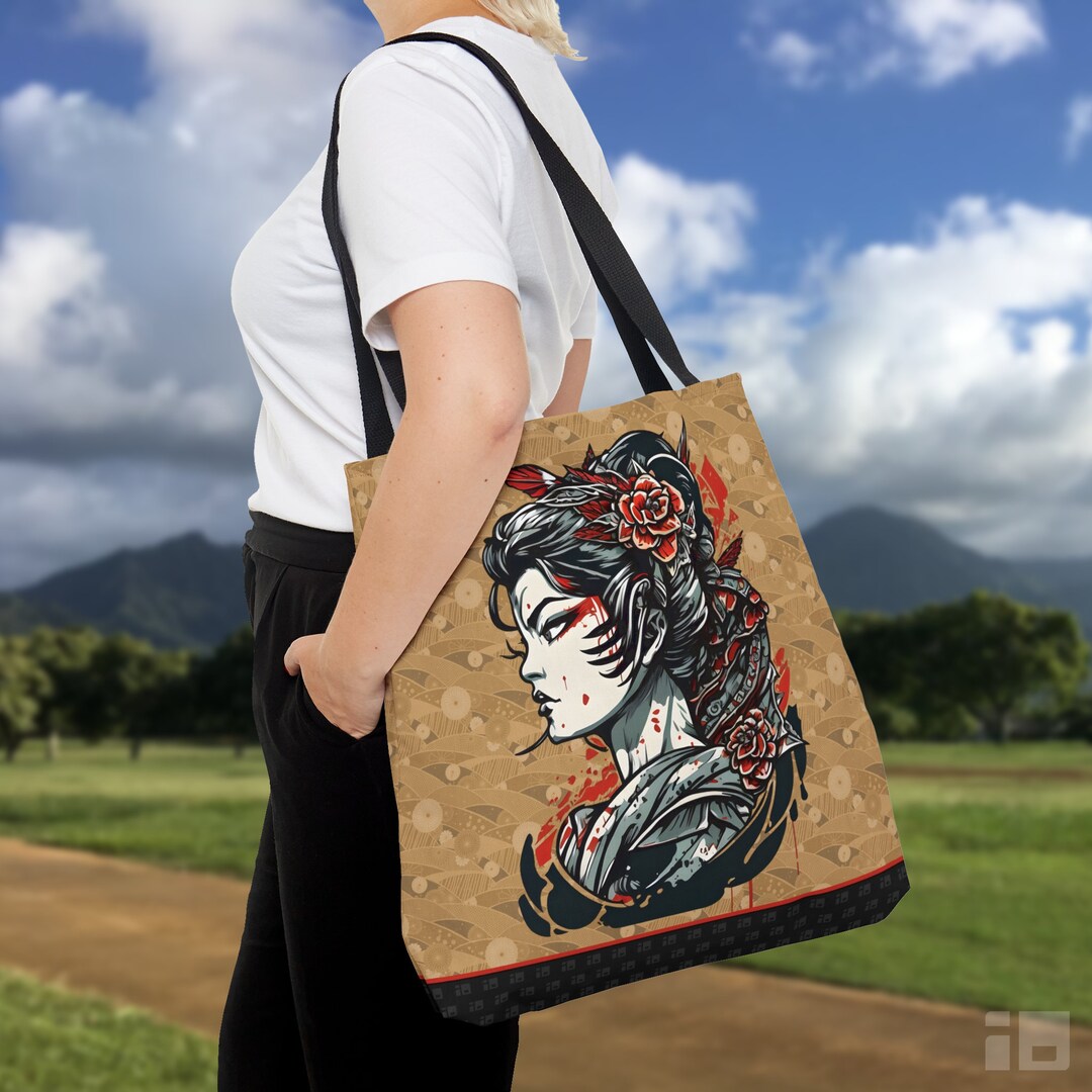 Vibrant Japanese Geisha Tote Bag - Tattoo Inspired City Bag - Etsy