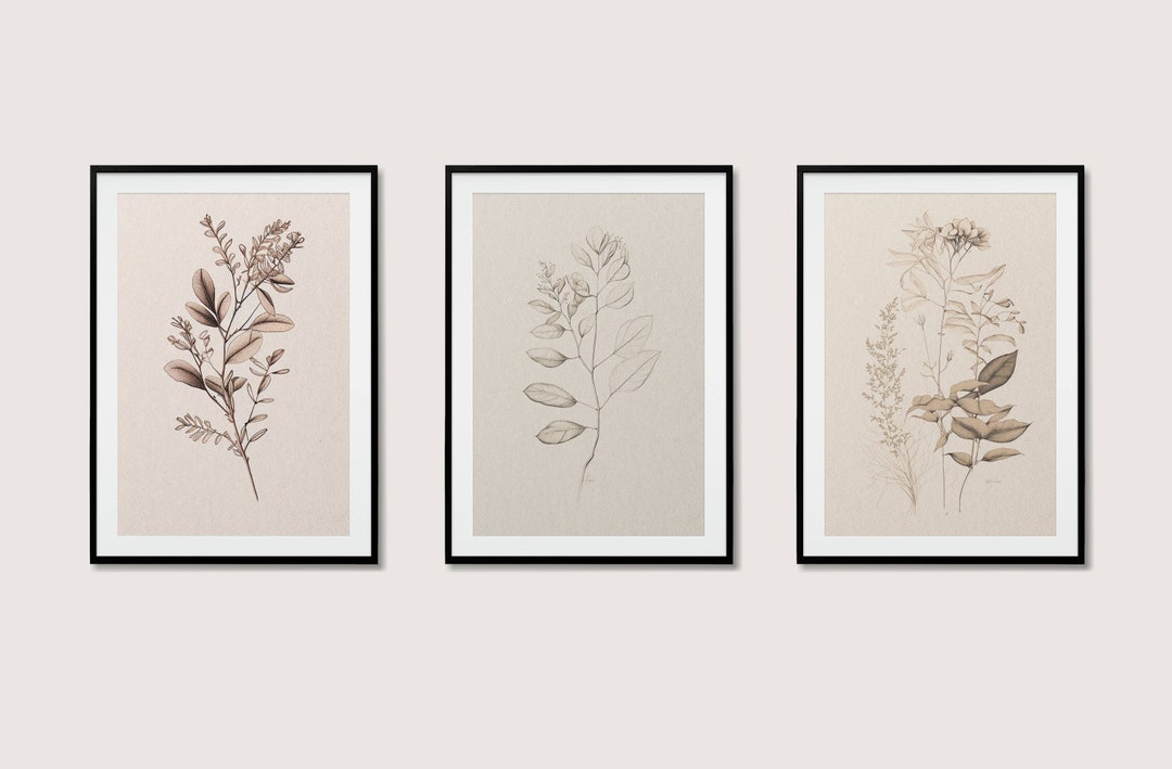 Set of 3 3 Downloadable Prints Printable Wall Art Botanical - Etsy