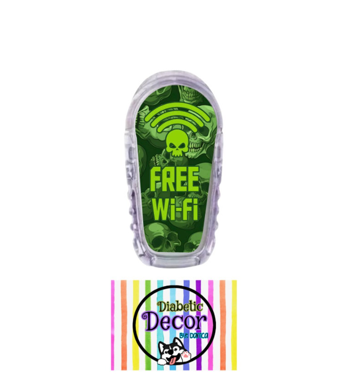 G6/ Free Wi-fi Green Skull Single Sticker/ Dexcom G6 Stickers, Diabetes ...