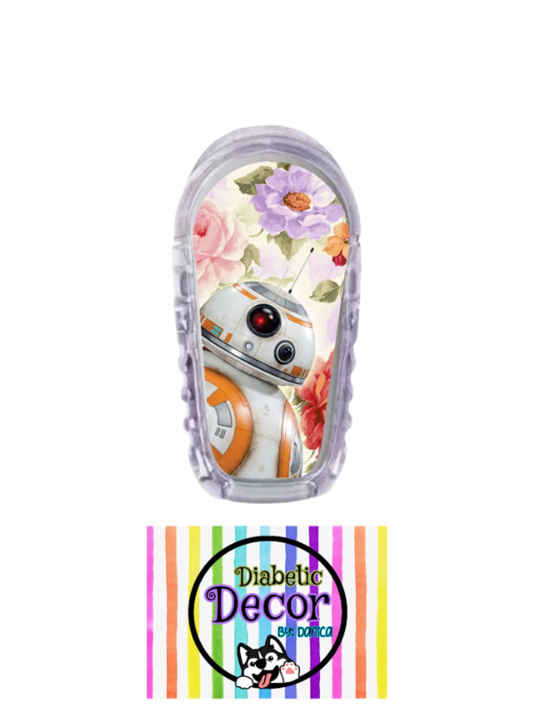 G6/ Robot and Flowers Single Sticker /dexcom G6 Stickers,diabetes ...