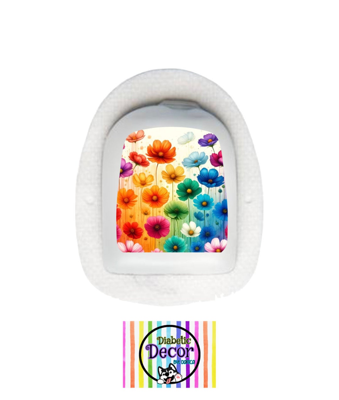 Omnipod Rainbow Daisies Omnipod Sticker Diabetes Stickers Bestseller Omnipod Top Surface