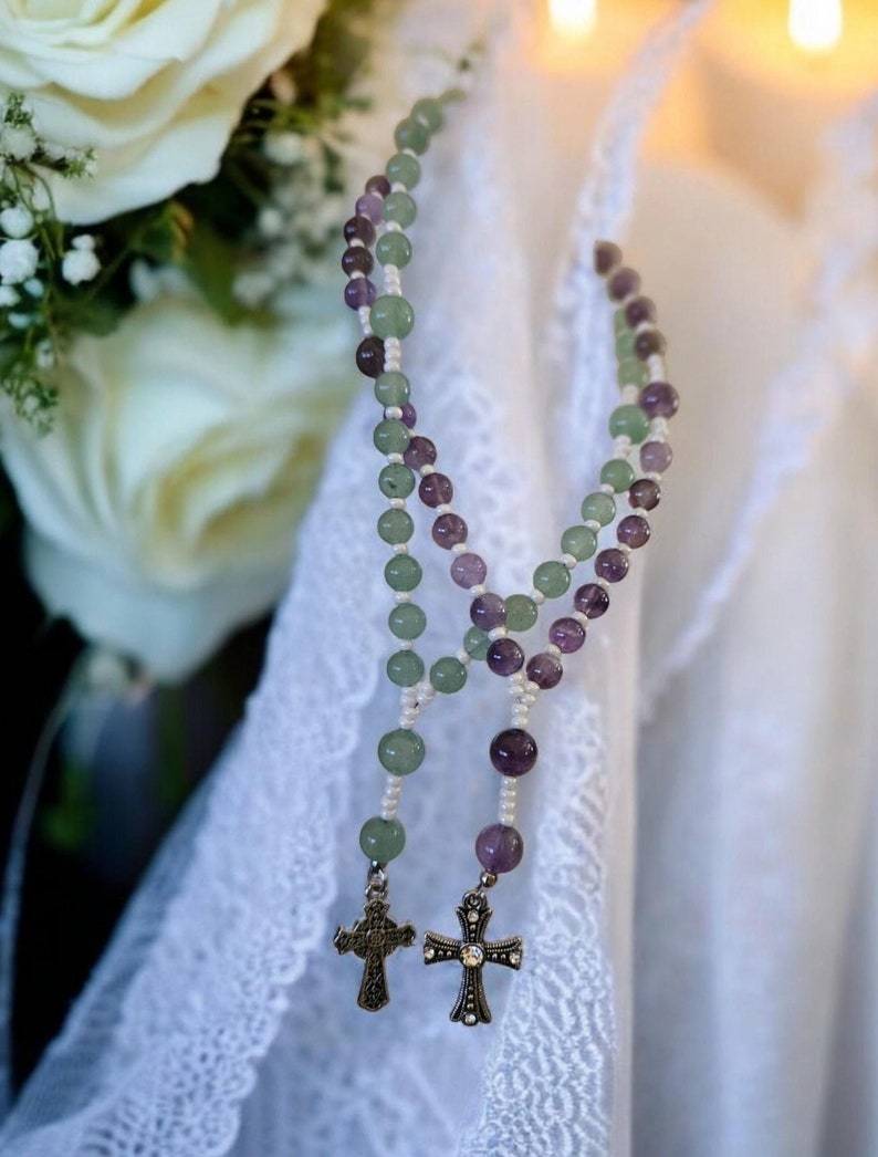 Episcopal Prayer Beads Handmade Green Aventurine or Amethyst Beads ...