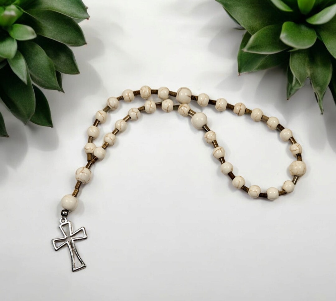 Episcopal Prayer Beads Anglican Rosary Howlite Beads Hand Made Crochet ...