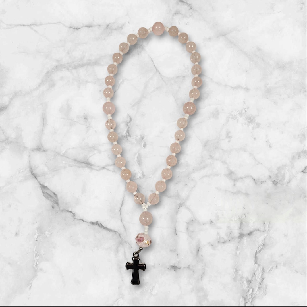 Rose Quartz Episcopal Prayer Beads Handmade Anglican Rosary Meditation ...
