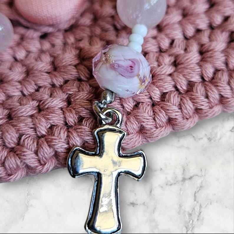 Rose Quartz Episcopal Prayer Beads Handmade Anglican Rosary Meditation ...