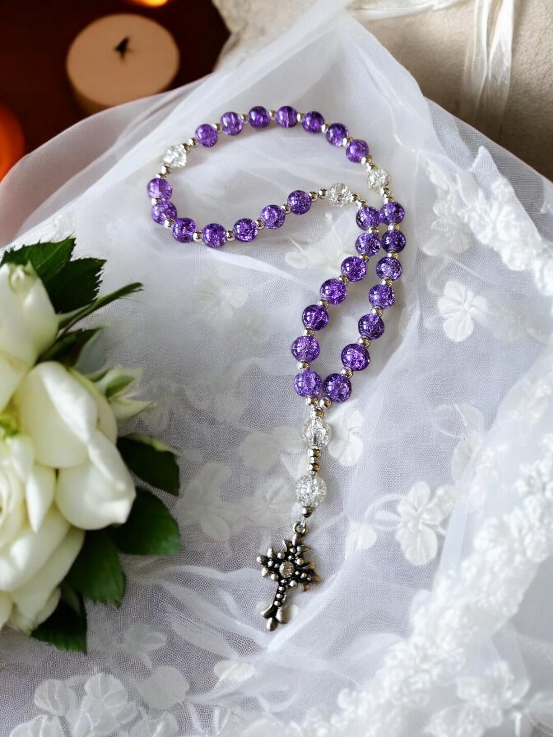 Anglican Rosary Handmade Episcopal Prayer Beads Purple Prayer and ...