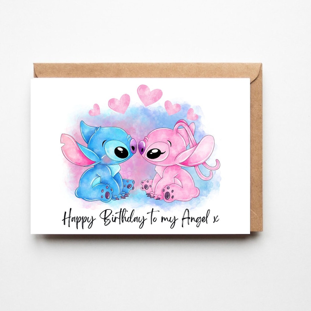 Stitch & Angel Birthday Card Anniversary Card Stitch Birthday Card - Etsy