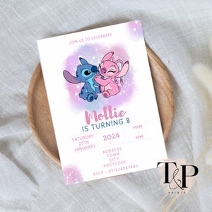Stitch & Angel Party Invitations Digital Download Lilo and Stitch Angel ...