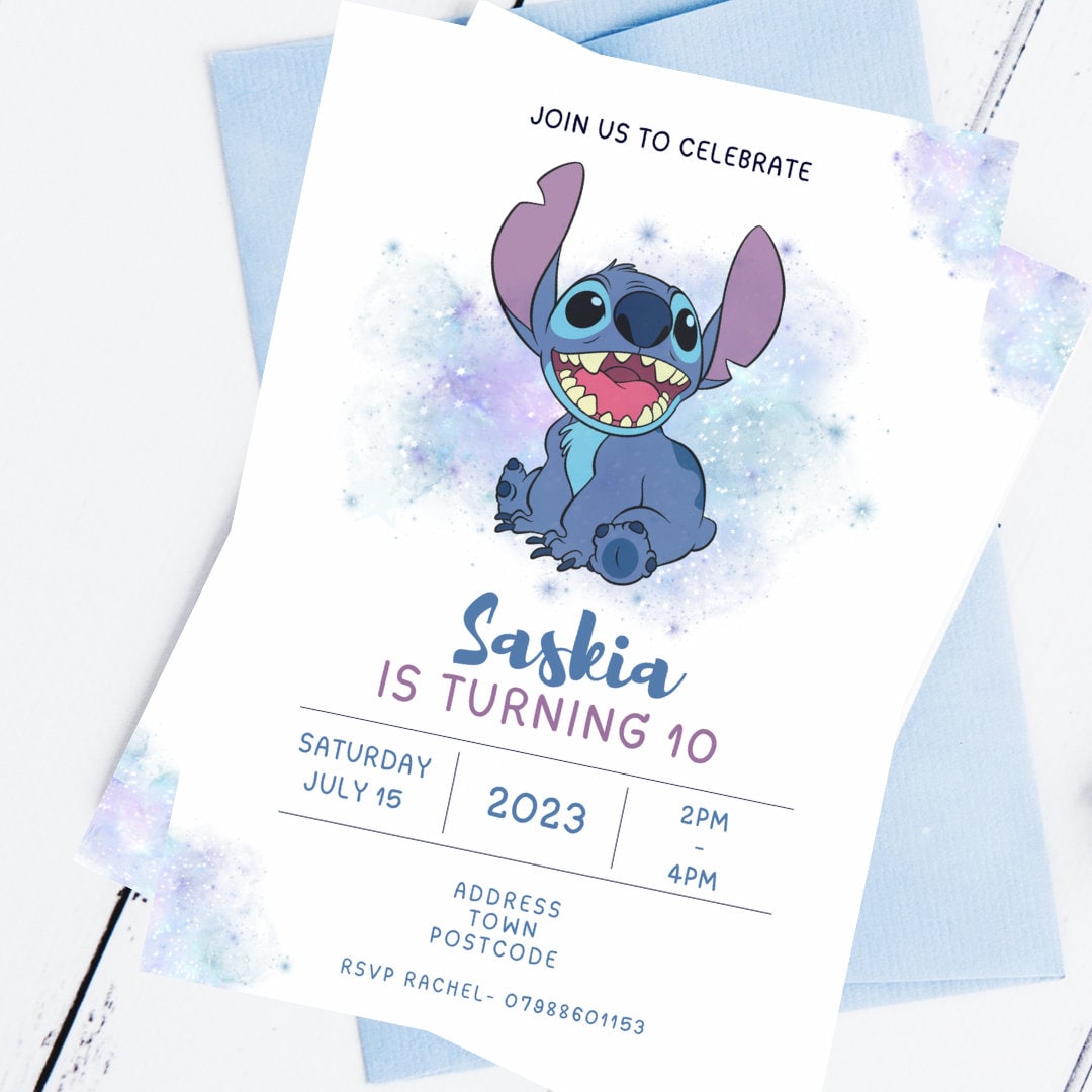 STITCH Party Invitation, Personalised, Lilo and Stitch, Stitch Birthday ...