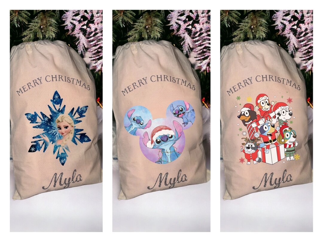 Stitch Elsa Frozen Bluey Dog Personalised Santa Sack - Etsy UK