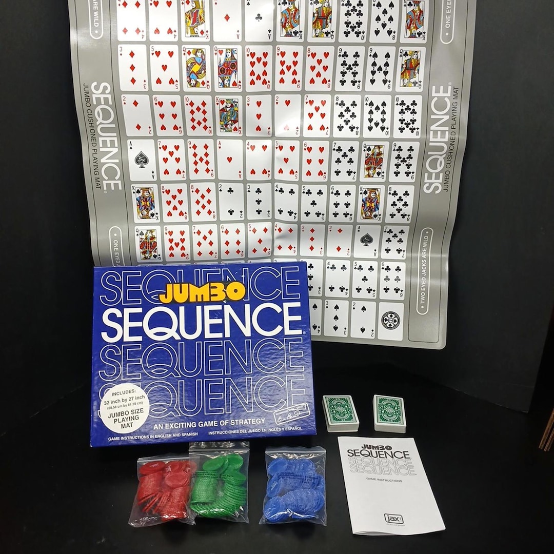 Vintage Jumbo Sequence Game 32x27 Playing Mat Complete JAX LTD 1996 - Etsy