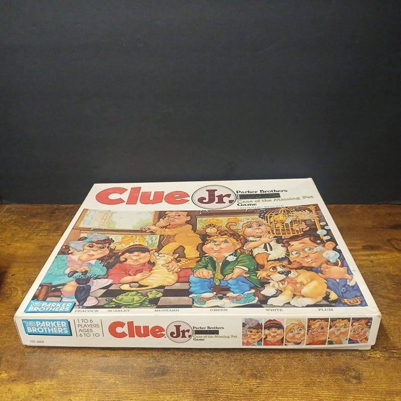 Parker Brothers Clue Jr. Board Game Vtg 1989 Case of the Missing Pet ...