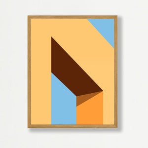 Yellow Brutalist Architecture Print, Geometric Minimalist, Digital ...