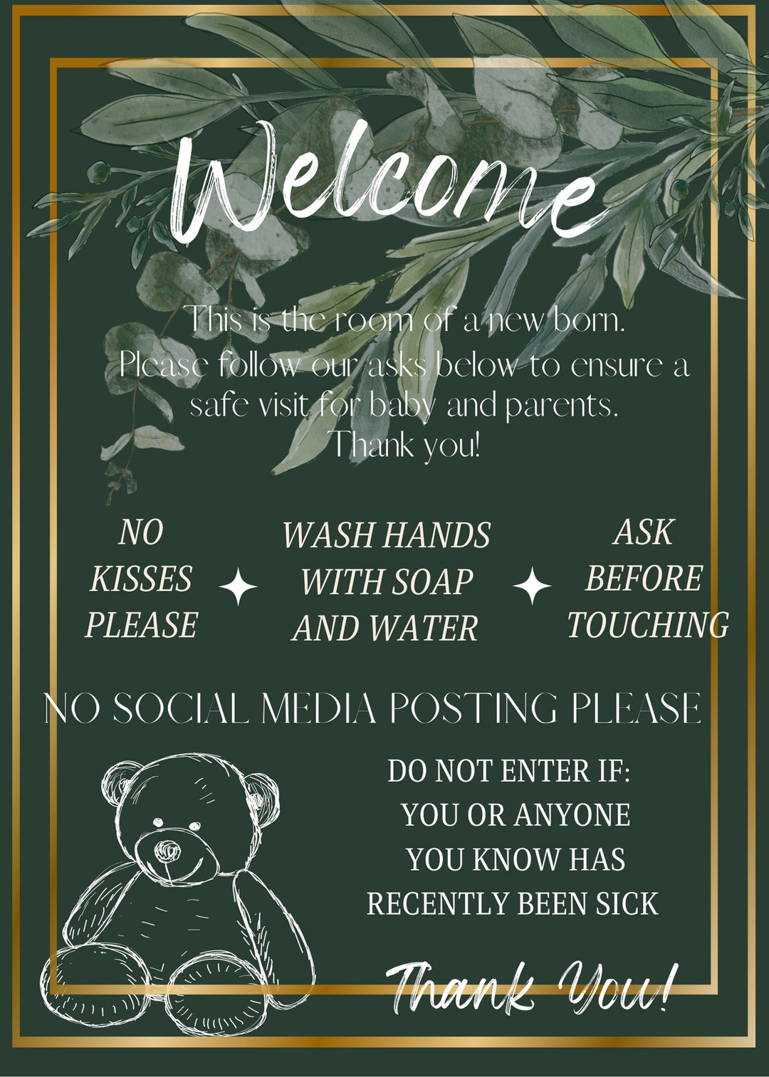 Visting Baby in Hospital Rules Digital Download - Etsy