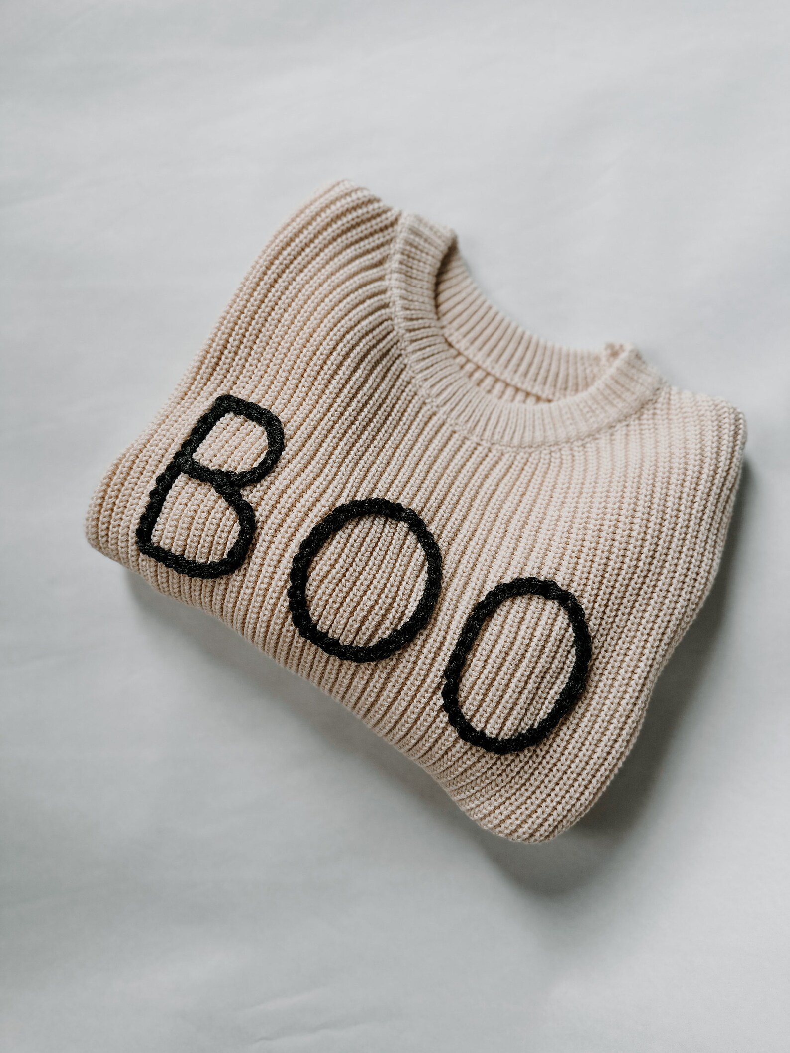 BOO Sweater // Hand Embroidered Sweater // Halloween Chunky Knit Fall ...