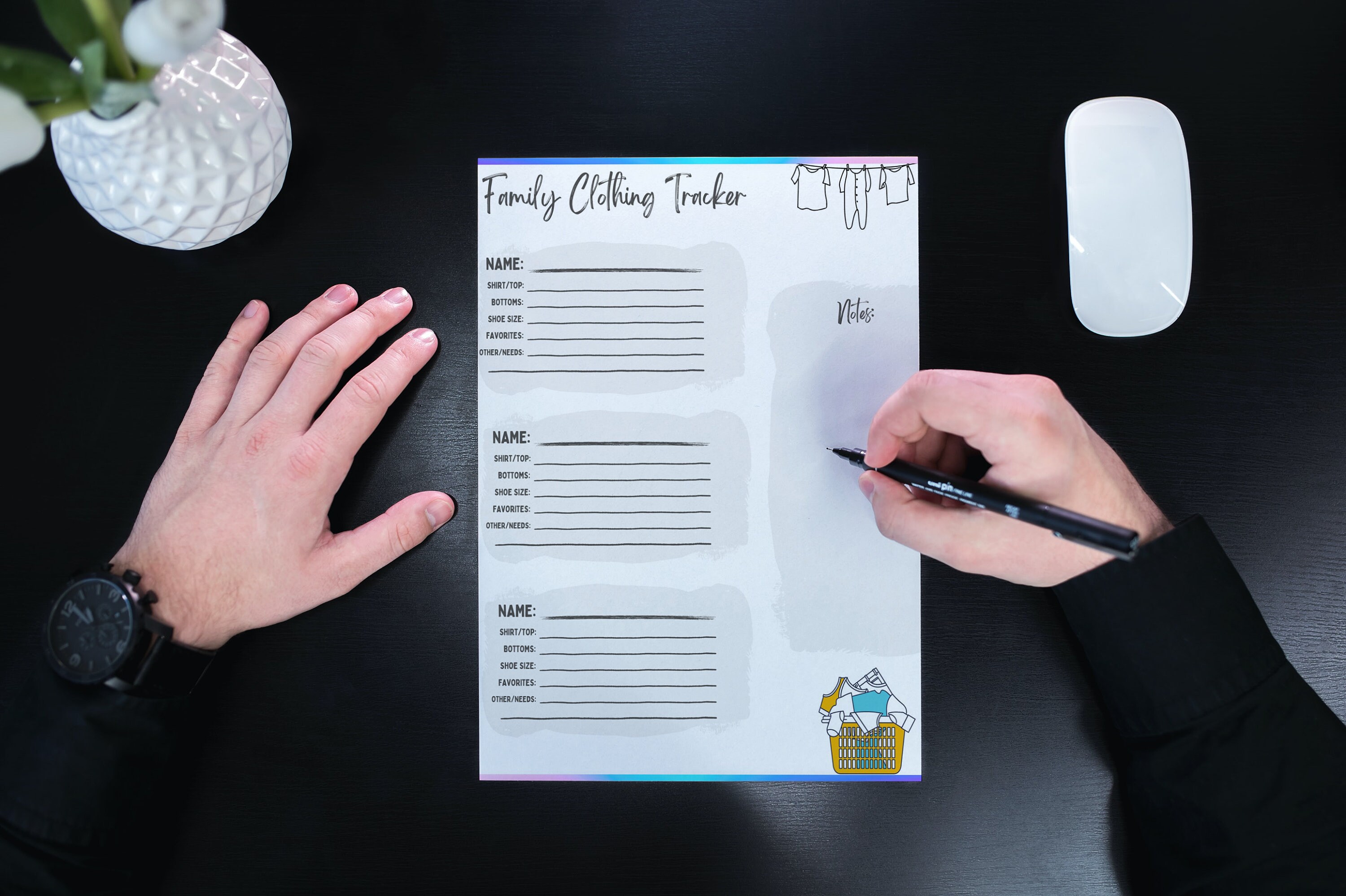 Printable Family Clothing Tracker Bundle, Shopping Tracker, Size ...