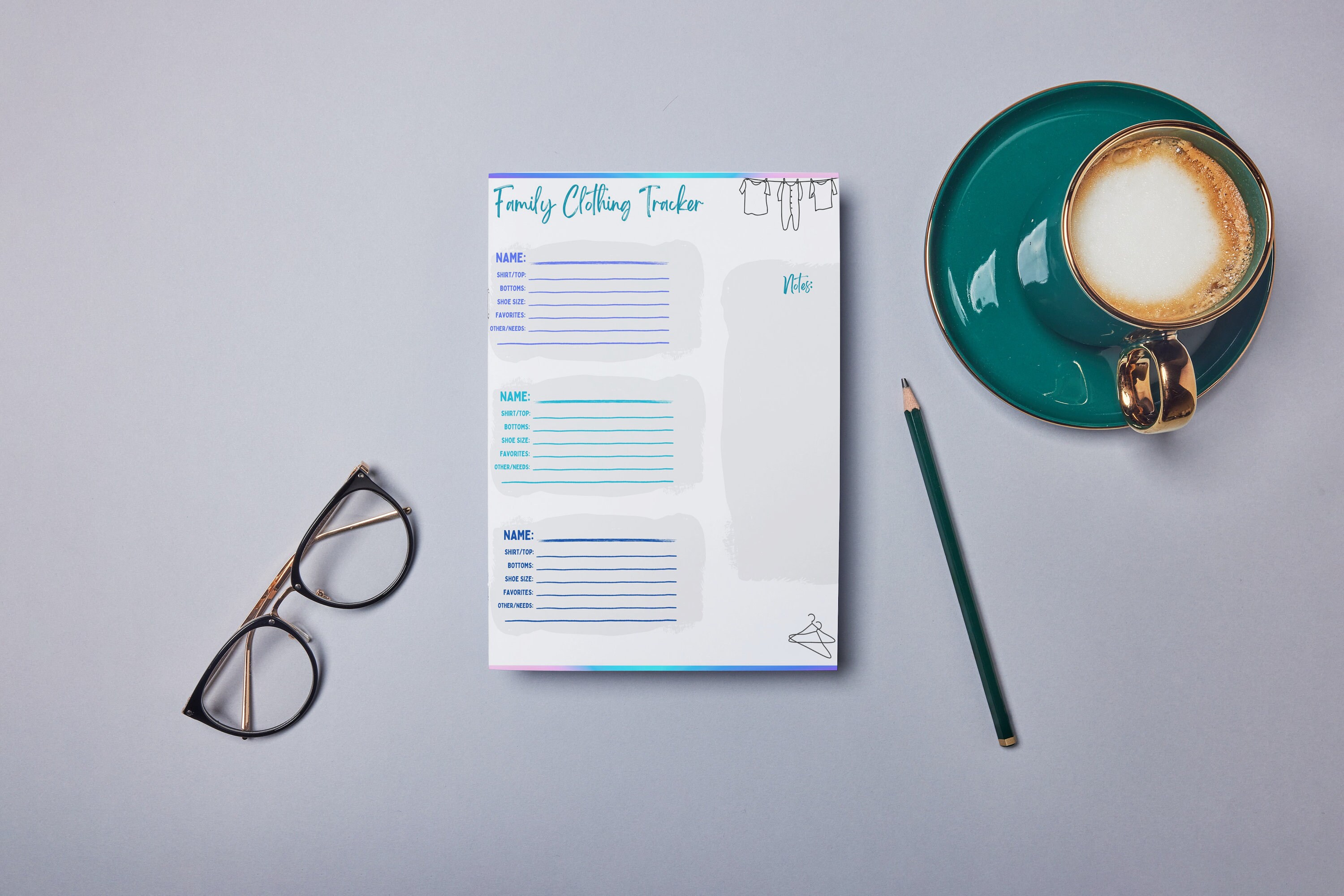 Printable Family Clothing Tracker Bundle, Shopping Tracker, Size ...