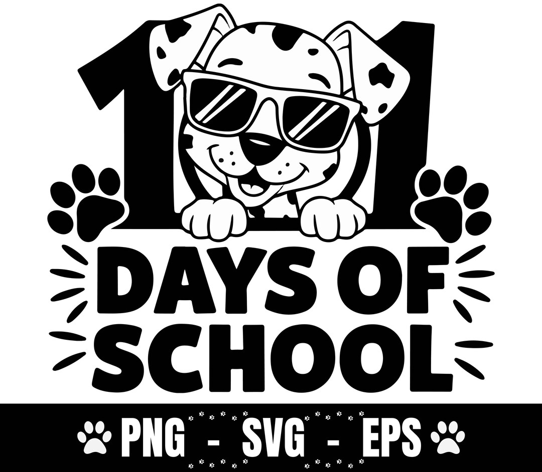 101 Days of School Dalmatian Dog Design (PNG SVG EPS) - Etsy