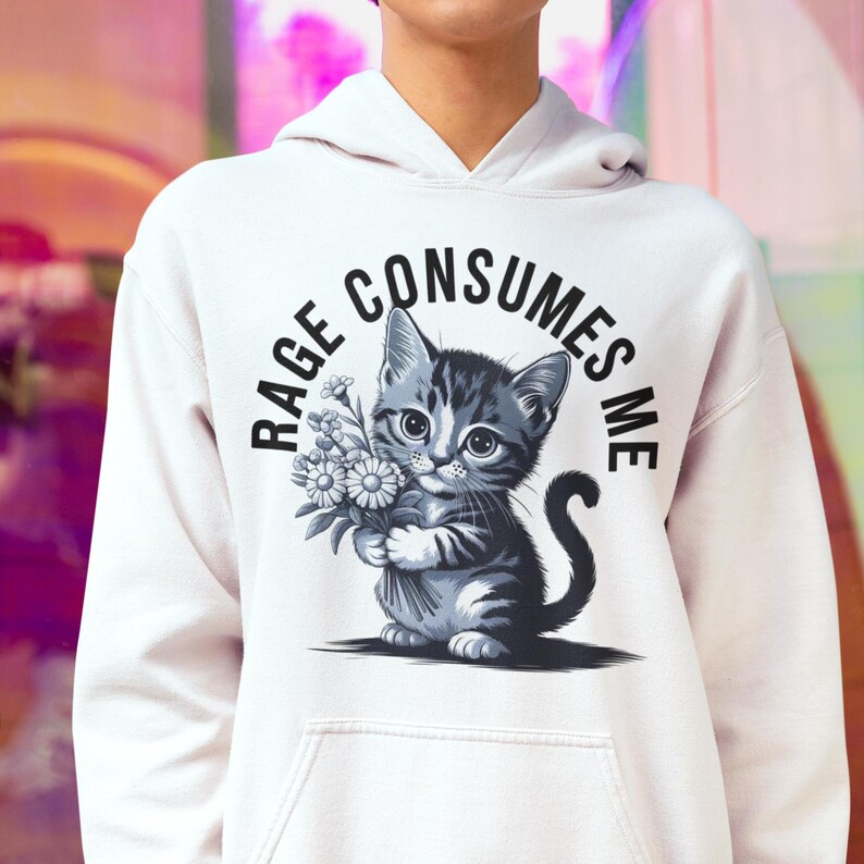 Rage Consumes Me Cat Meme: Kitty With Flowers (PNG JPG) - Etsy