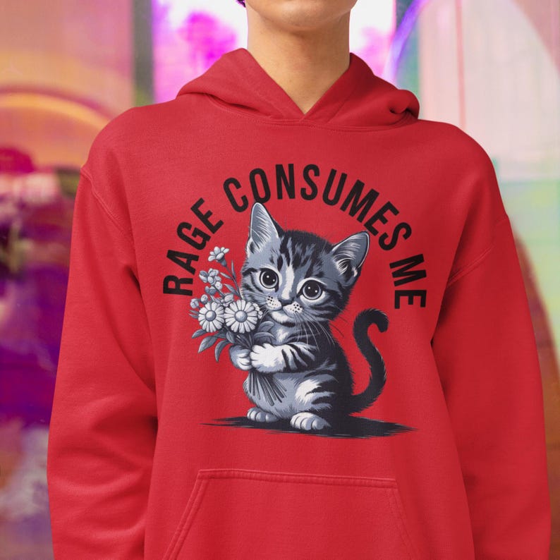Rage Consumes Me Cat Meme: Kitty With Flowers (PNG JPG) - Etsy