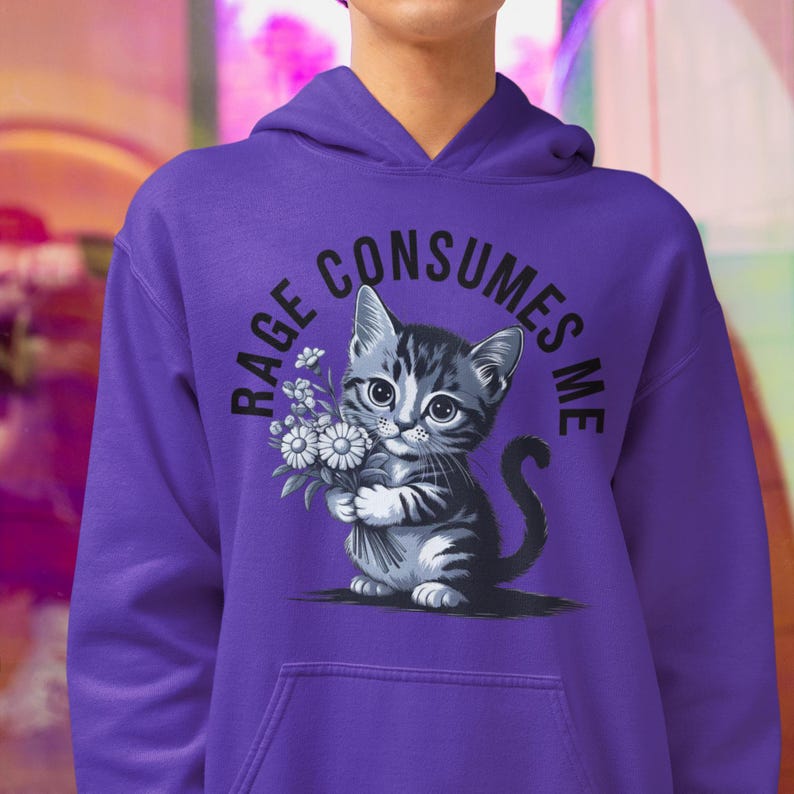 Rage Consumes Me Cat Meme: Kitty With Flowers (PNG JPG) - Etsy