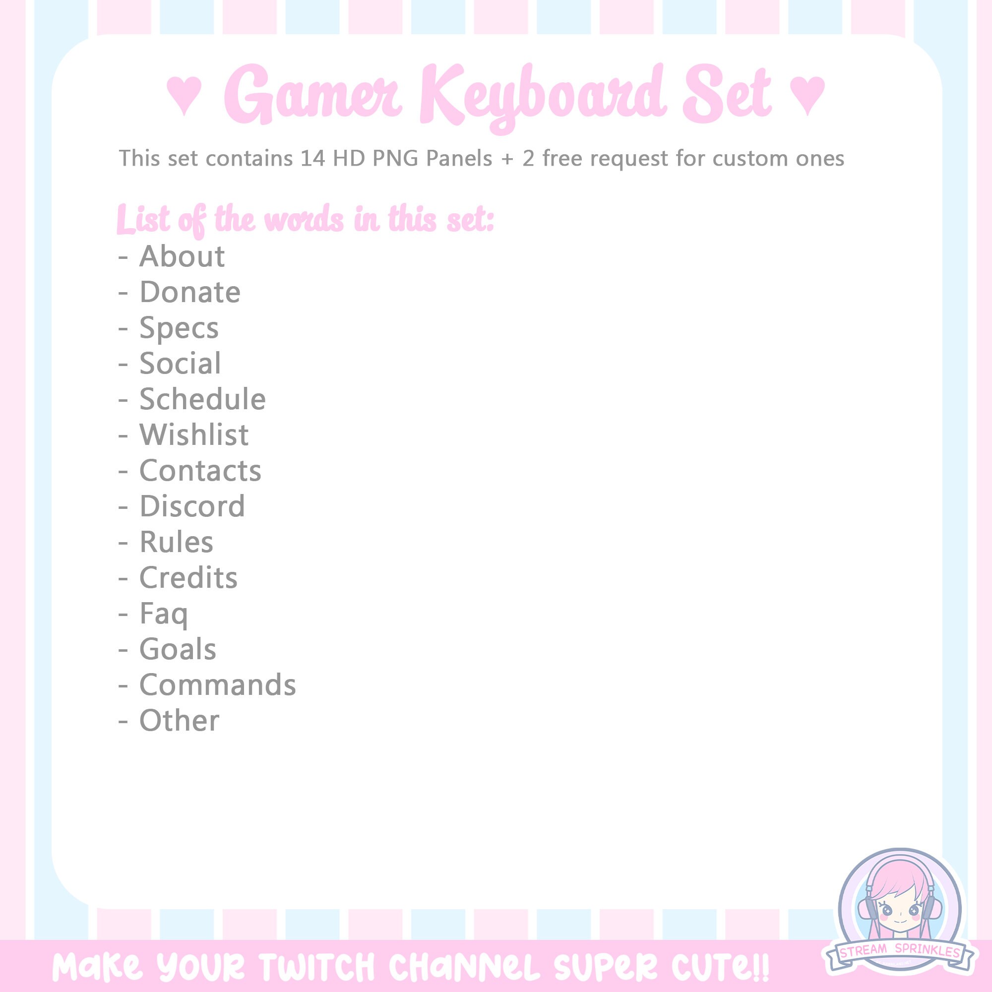 14 Kawaii Pastel Panels for Live Twitch Stream | Cute Panel | Pink ...