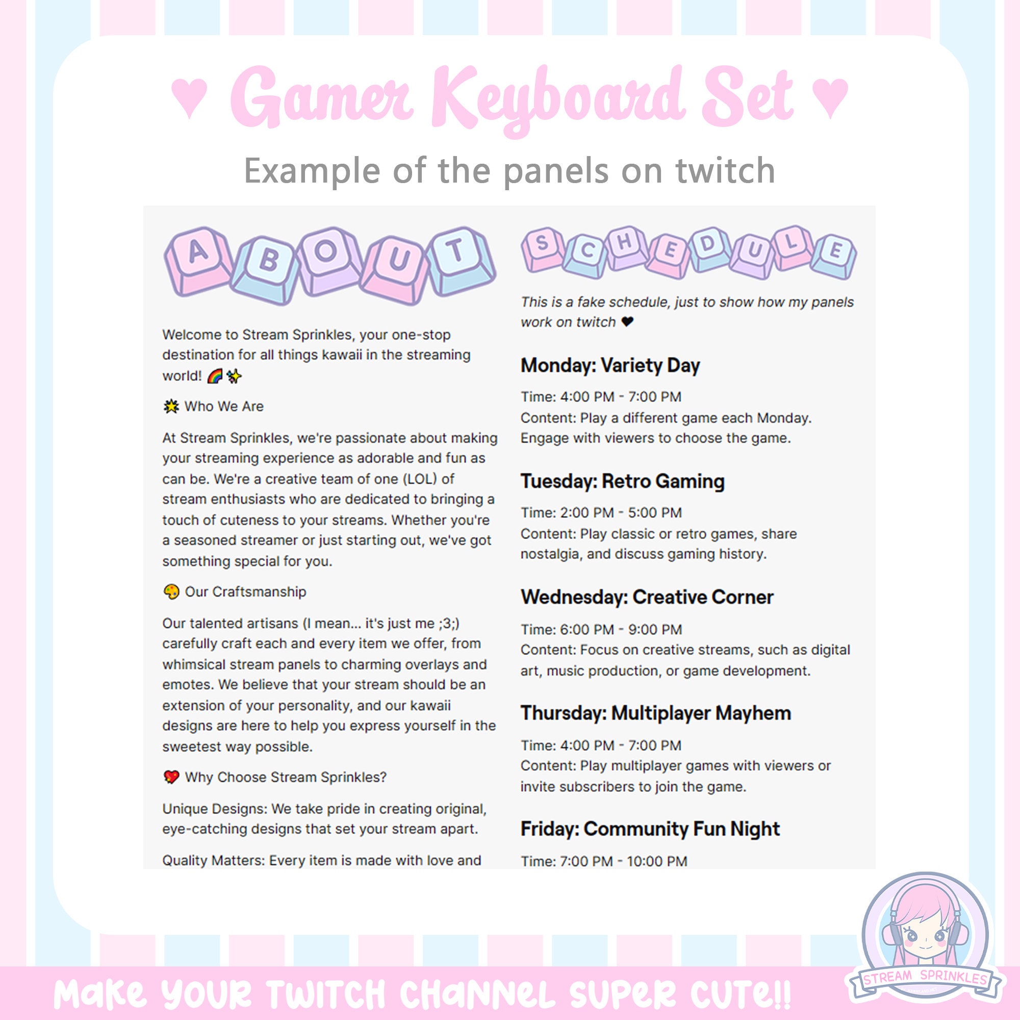 14 Kawaii Pastel Panels for Live Twitch Stream | Cute Panel | Pink ...