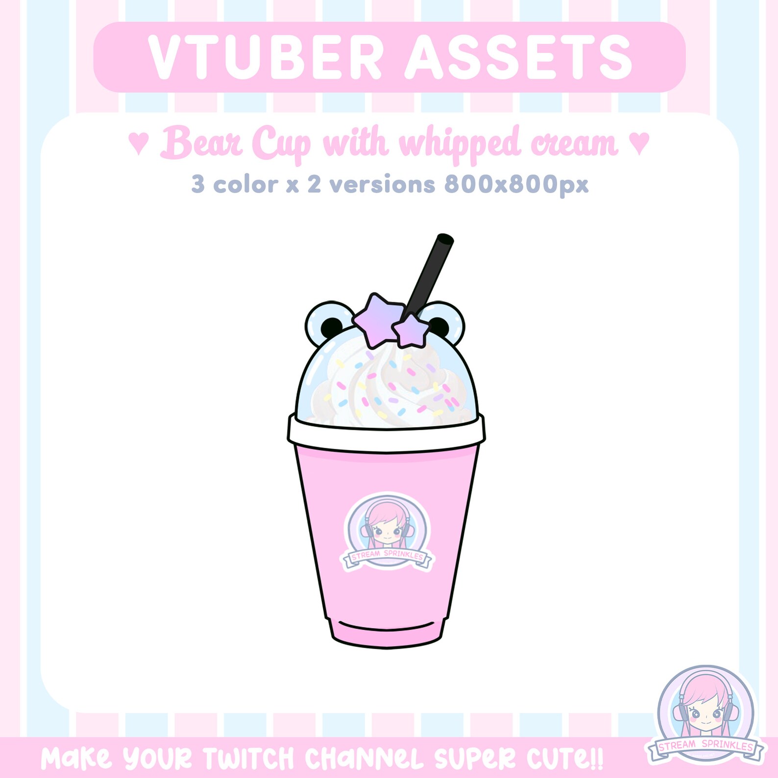 Kawaii Vtuber Assets - Bear Coffee Cup With Whipped Cream for 2d ...