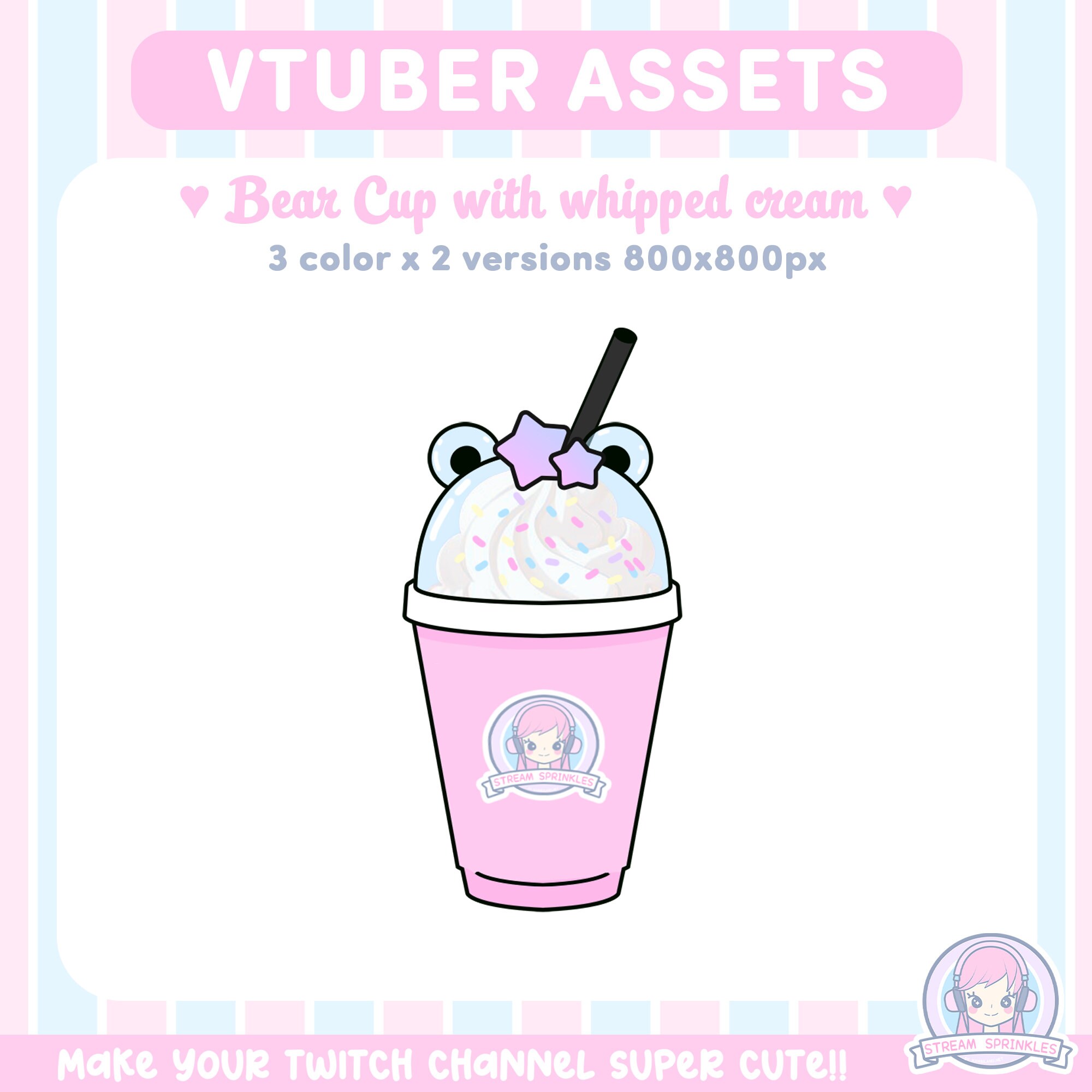 Kawaii Vtuber Assets - Bear Coffee Cup With Whipped Cream for 2d ...