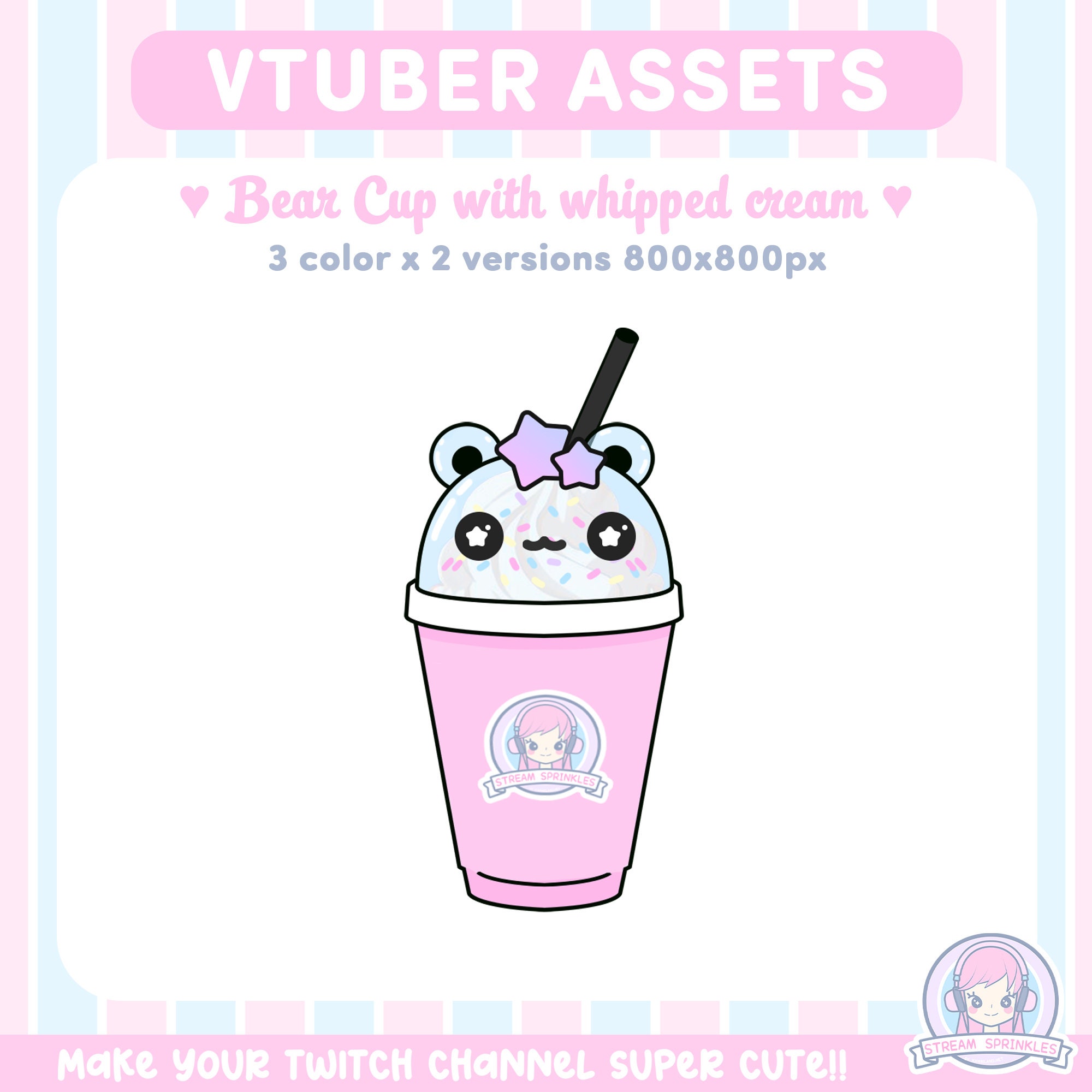 Kawaii Vtuber Assets - Bear Coffee Cup With Whipped Cream for 2d ...
