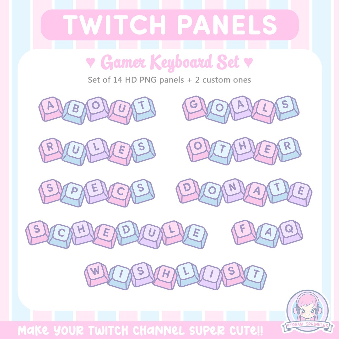 14 Kawaii Pastel Panels for Live Twitch Stream | Cute Panel | Pink ...