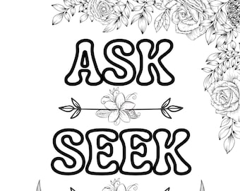 Ask, Seek, Knock Coloring Page in Two Sizes: 8.5X11, Bible Journaling ...