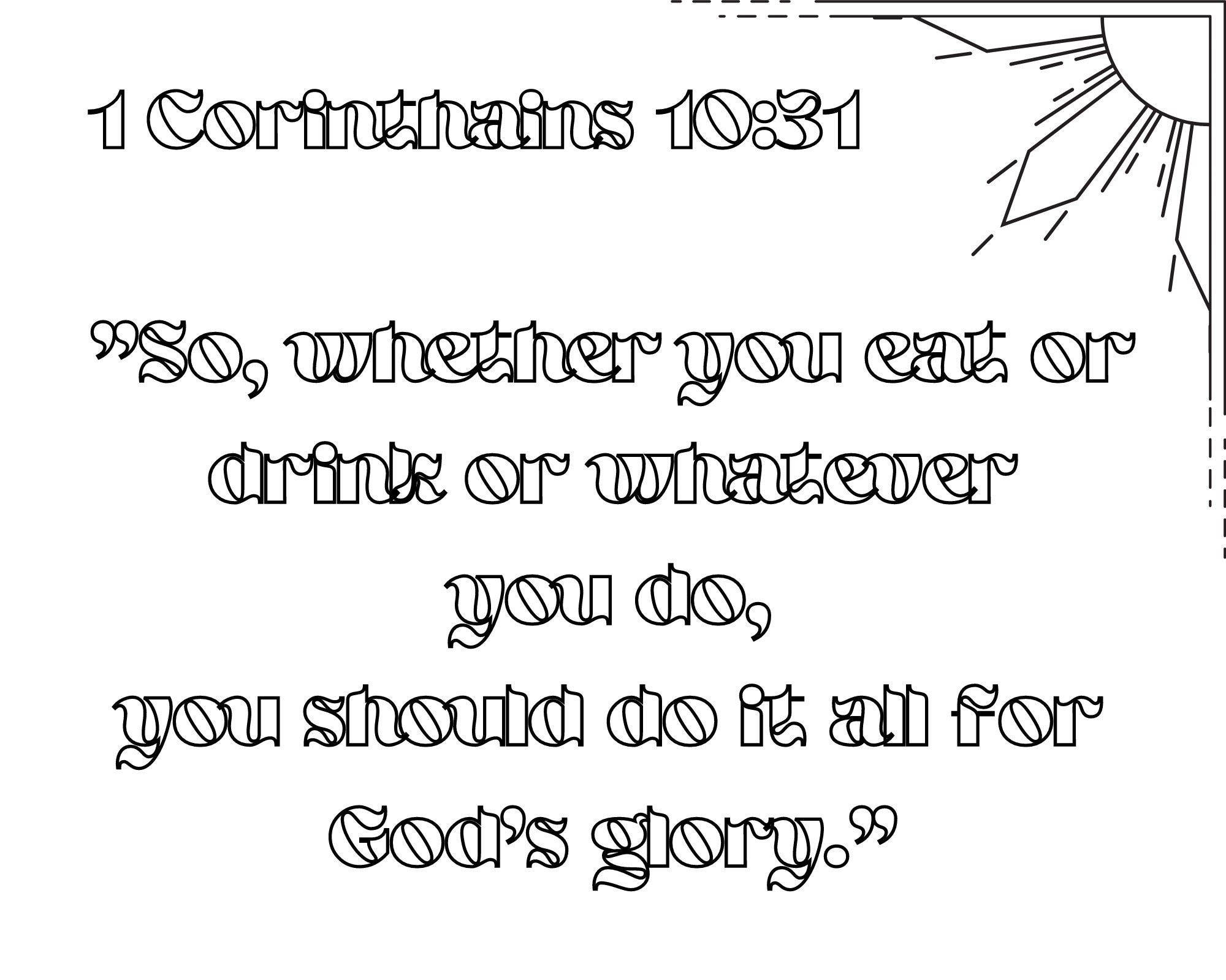 1 Cor 10:31 Coloring Page - Etsy