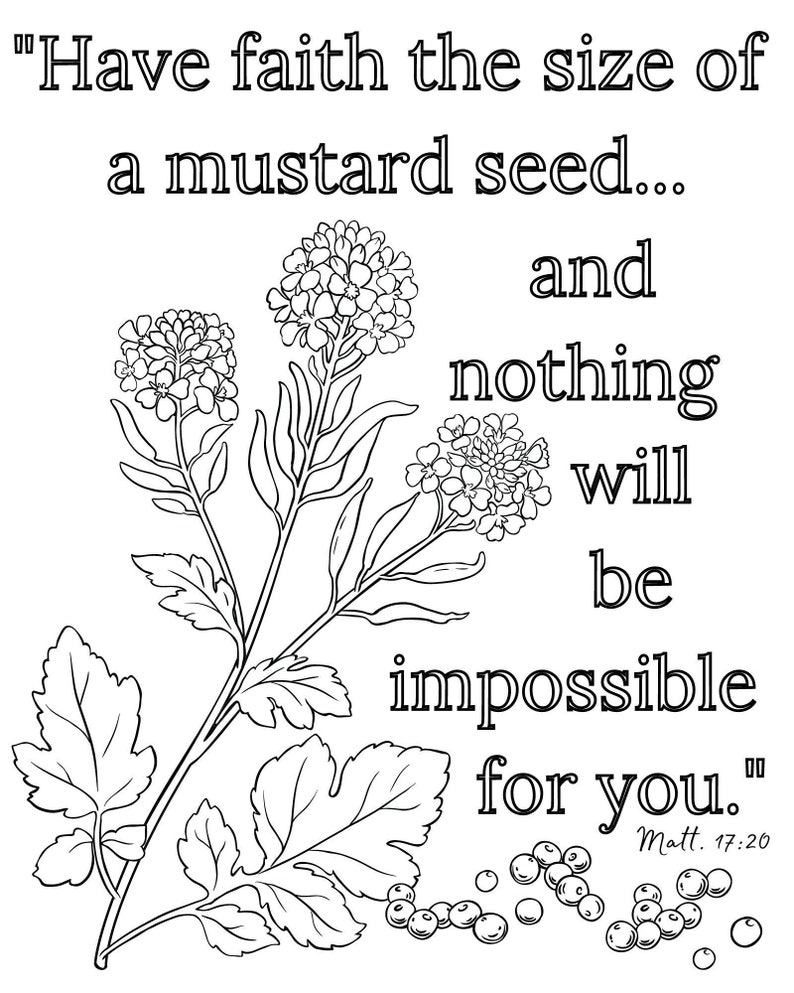 Bible Verse Coloring Page | Mustard Seed Faith Printable | Matthew 17: ...