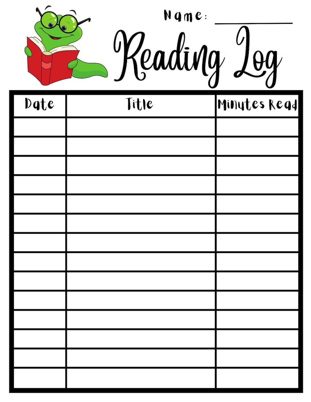 Children's Printable Reading Log - Etsy